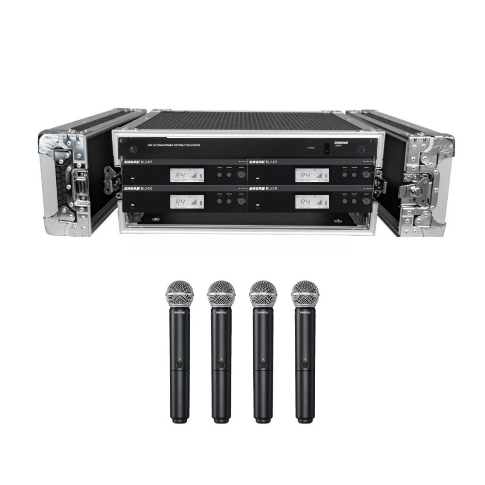 Shure BLX24R Rack Kit With 4 X SM58 Wireless Microphones | BJs Sound & Lighting Hire