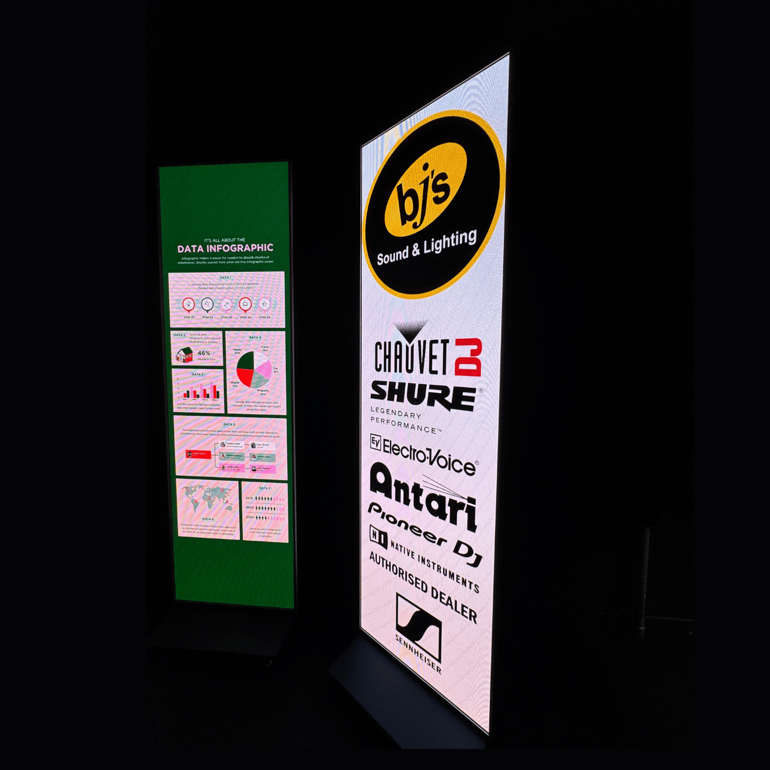 Freestanding Vertical LED Screens P1.875mm | BJs Sound & Lighting Hire