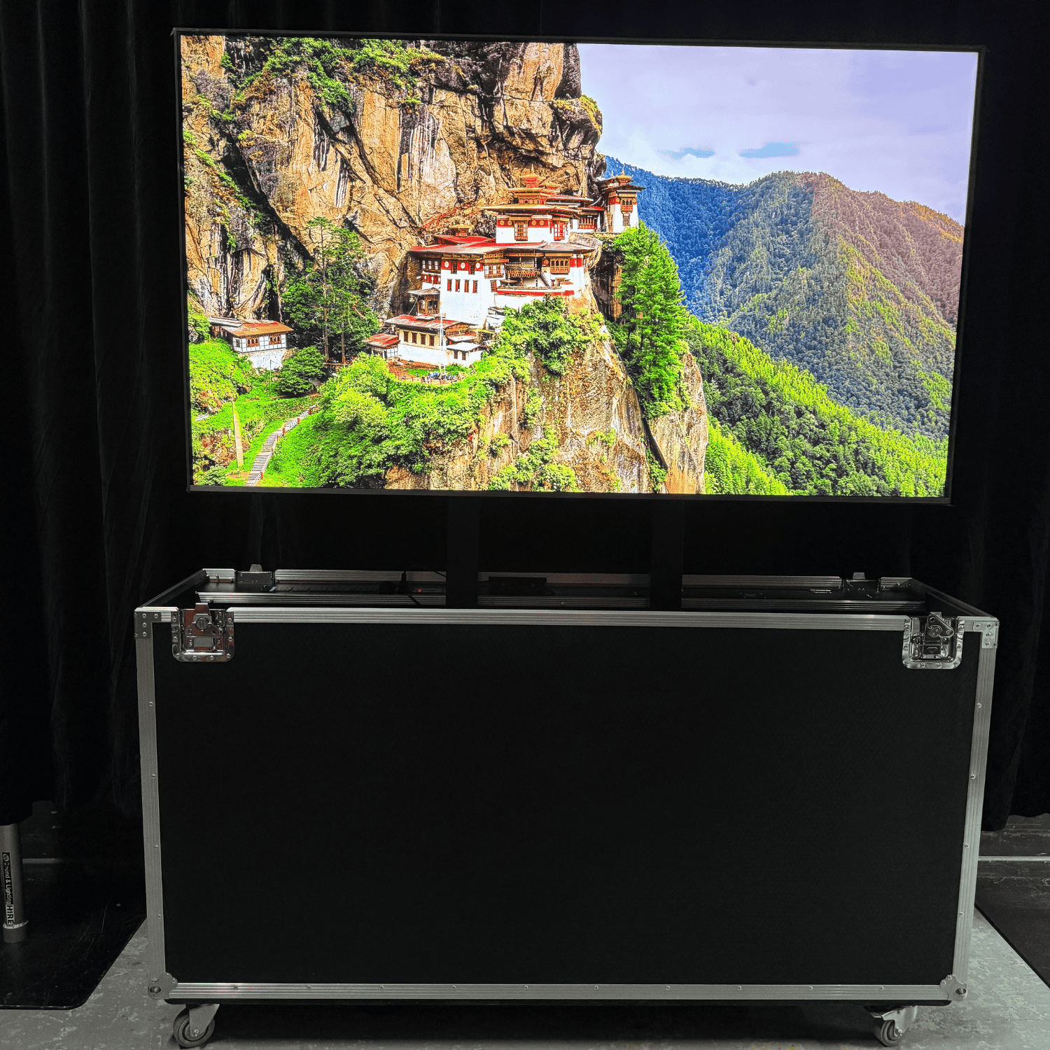 LG 75" TV In Self-Lifting Motorised Roadcase | BJs Sound & Lighting Hire
