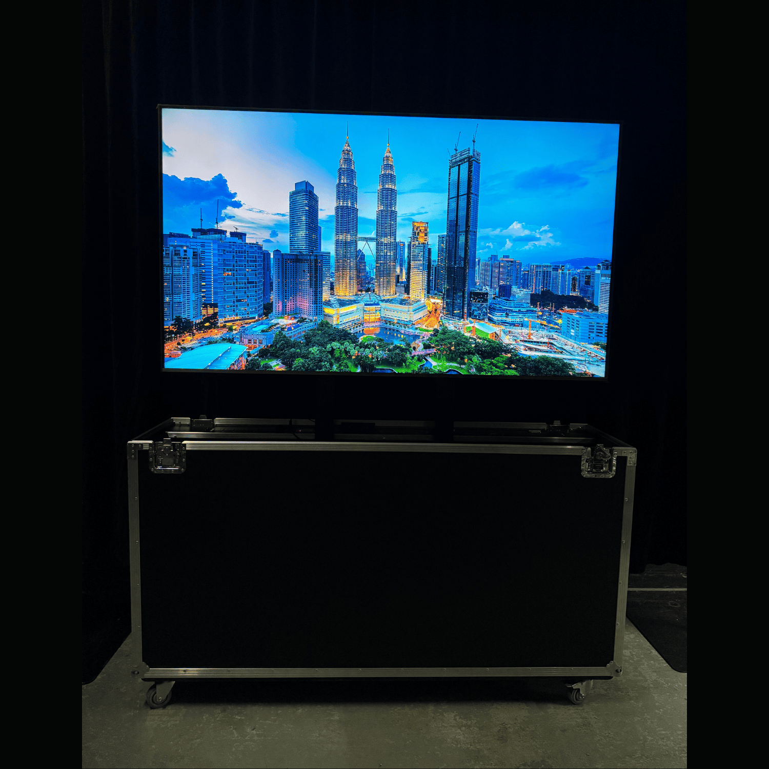 LG 75" TV In Self-Lifting Motorised Roadcase | BJs Sound & Lighting Hire